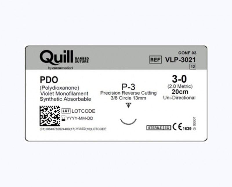 In-Date Quill Suture PDO BARBED VLP-3021 3-0 box of 12 Absorbable... - Synergy Surgical™